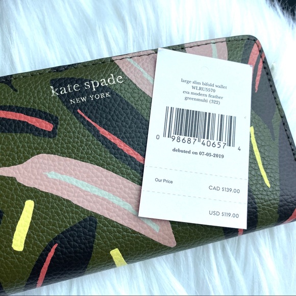 kate spade | Bags | Kate Spade Eva Modern Feather Large Bifold Wallet ...
